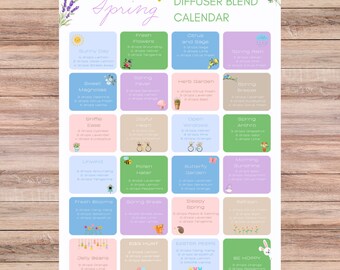 Printable Spring Diffuser Monthly Calendar, Young Living, Essential Oils, Digital Download ...