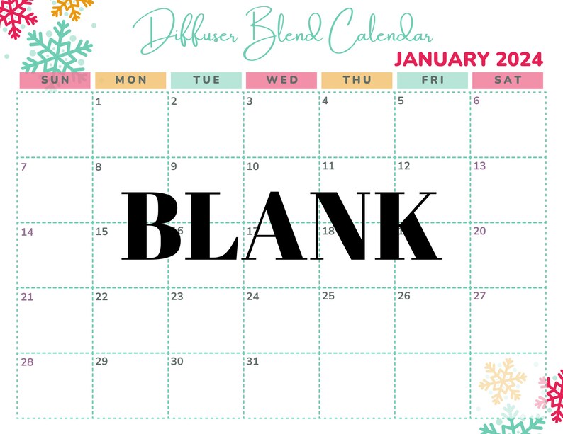 January Diffuser Blend Calendar Instant Download - Etsy