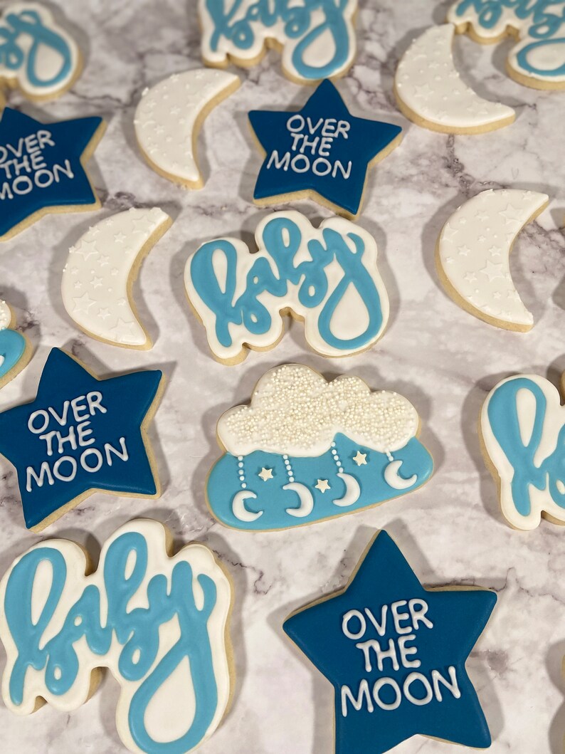 Over the Moon Baby Shower Cookies - Etsy