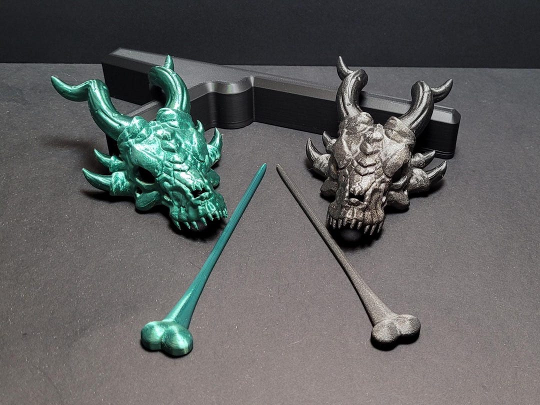 Dragon Skull Hair Pin – 3D Printed Fantasy Hair Stick – Gothic, Witchy ...