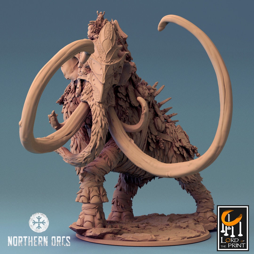 Orc Riding Greater Mammoth Miniature - Detailed Fantasy RPG | Lord of ...