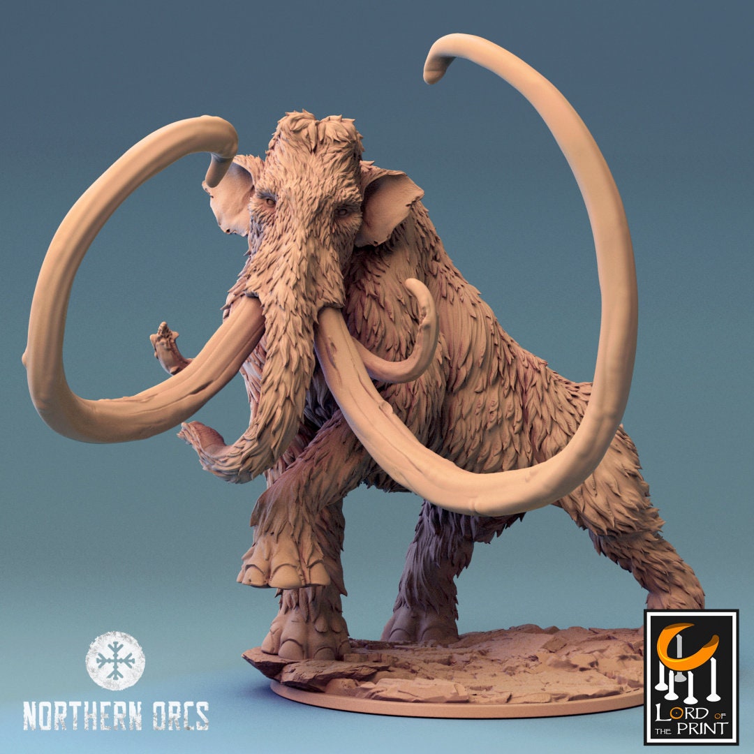 Orc Riding Greater Mammoth Miniature - Detailed Fantasy RPG | Lord of ...