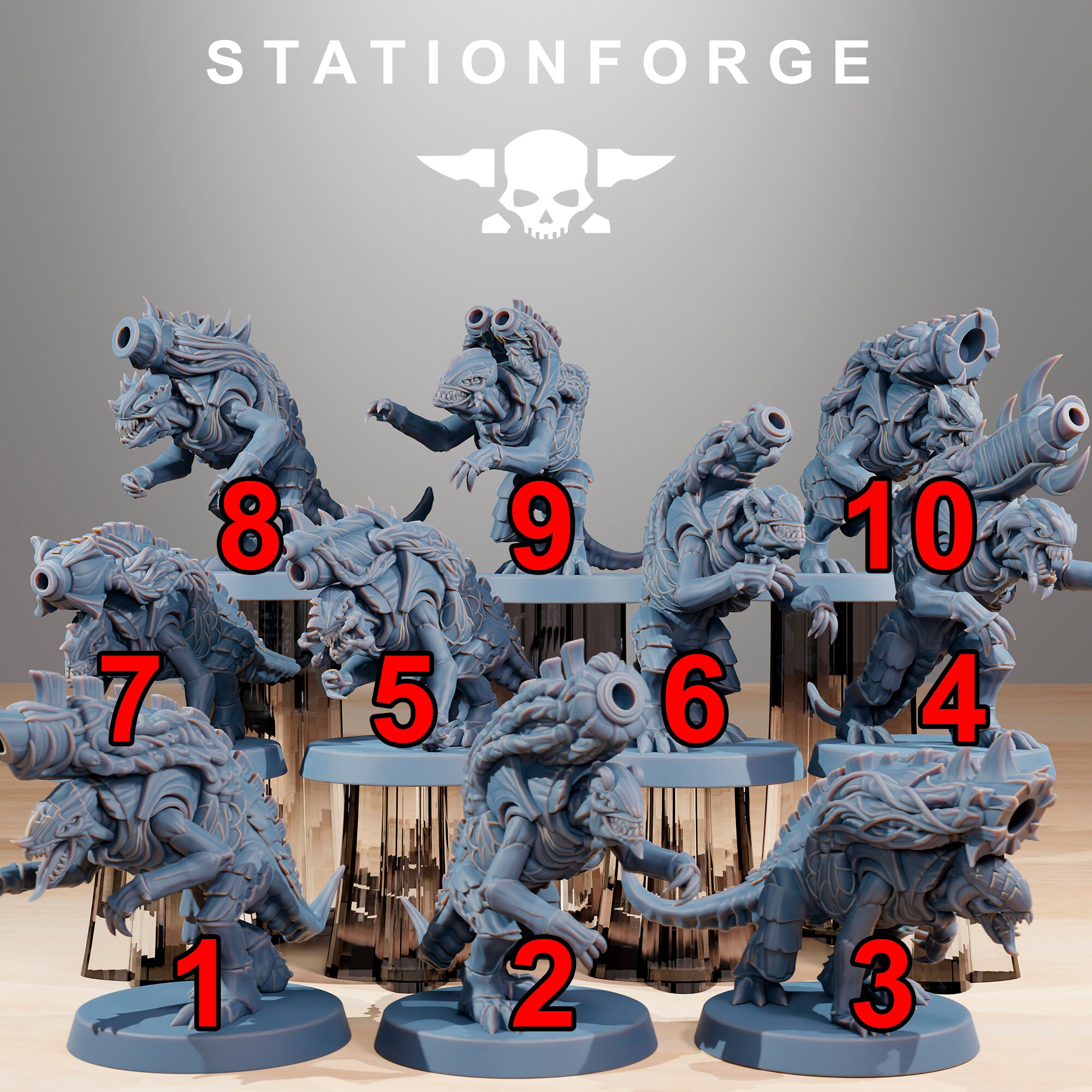 Xenarid Mortars Alien-inspired Xenomorph Wargaming Station Forge Sci-fi Tabletop War Game ...