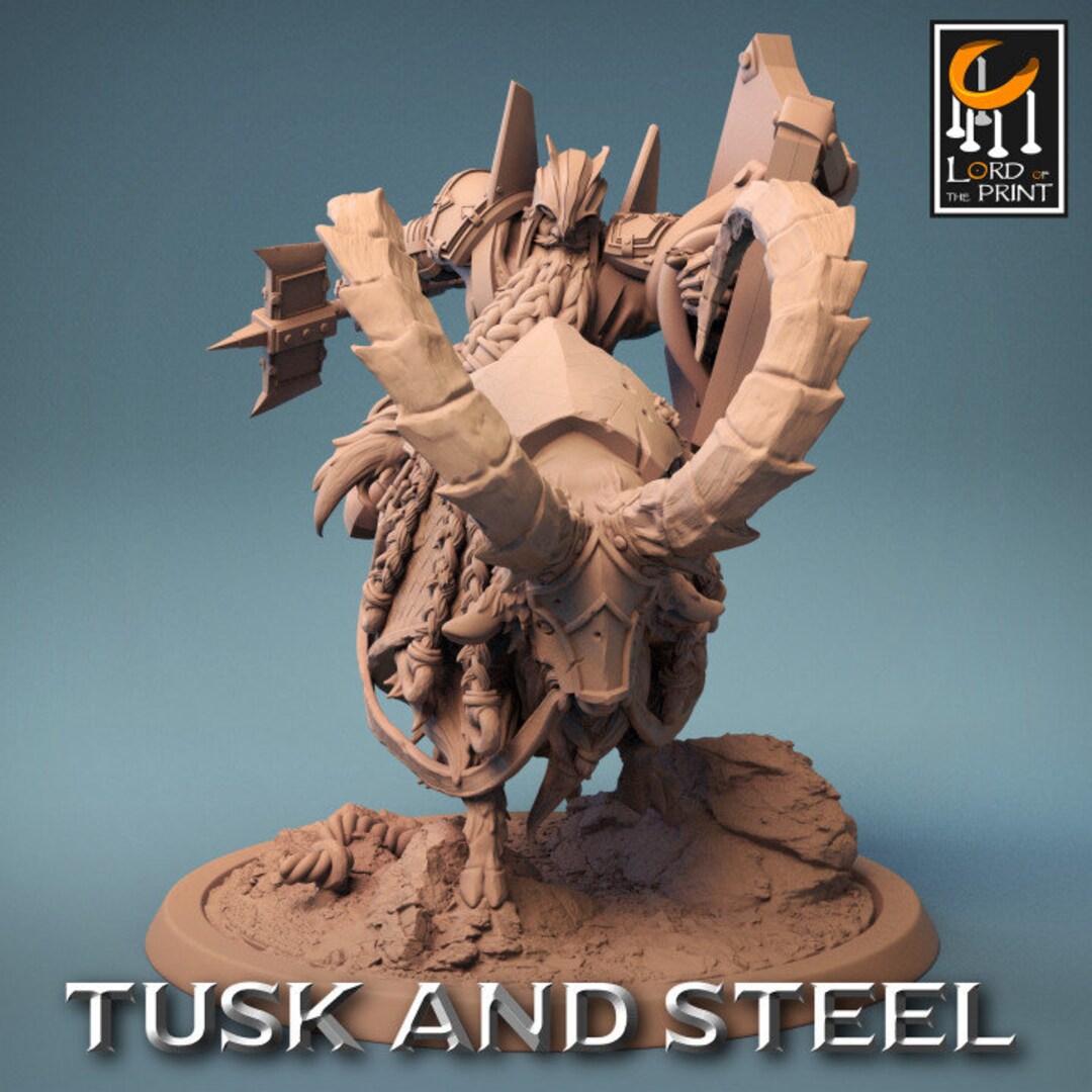 Dwarf Goat Rider With Helmet Pack | Tusk and Steel | Lord of the Print ...