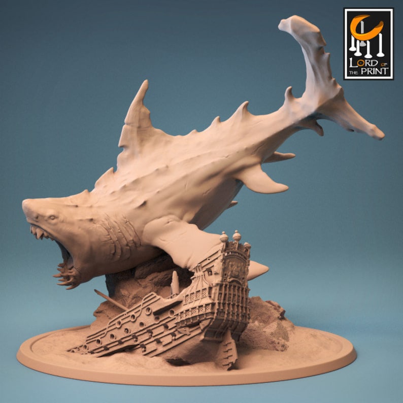 Megalodon Shark TTRP Miniature Dnd Lord of the Print Wargaming Dungeons ...
