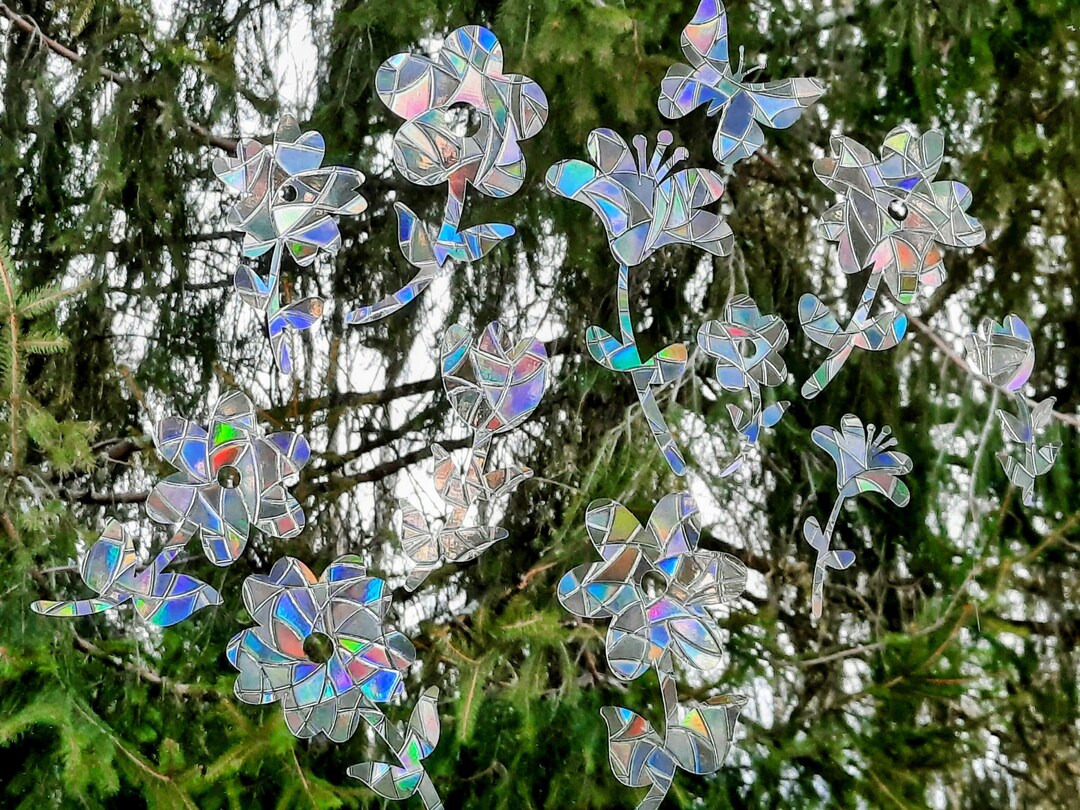 Spring Flowers Prism Window Clings~set of 10~helps Prevent Bird Strikes ...