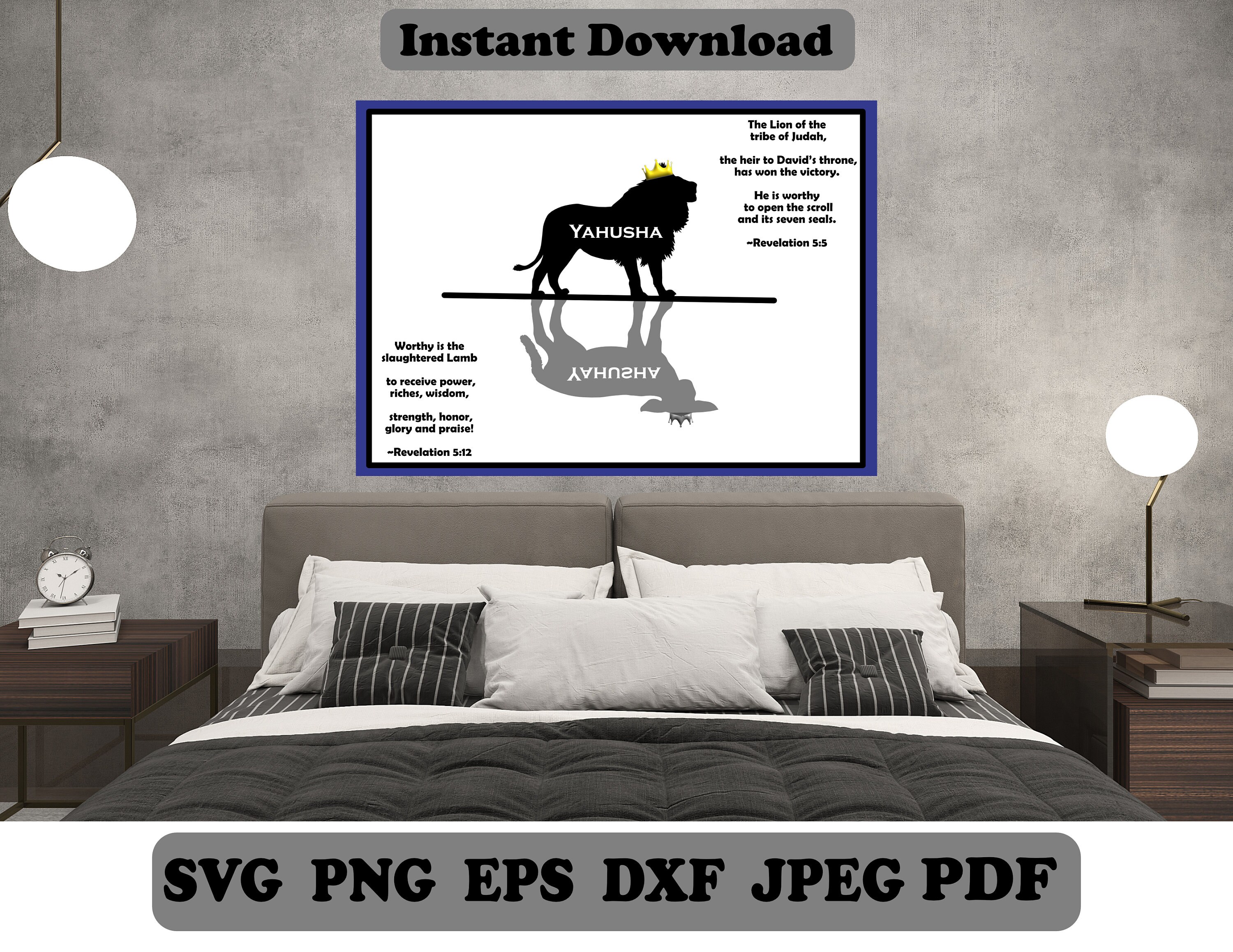 YAHUSHA WALL ART Lion and Lamb Instant Download Hebrew Israelite Torah ...