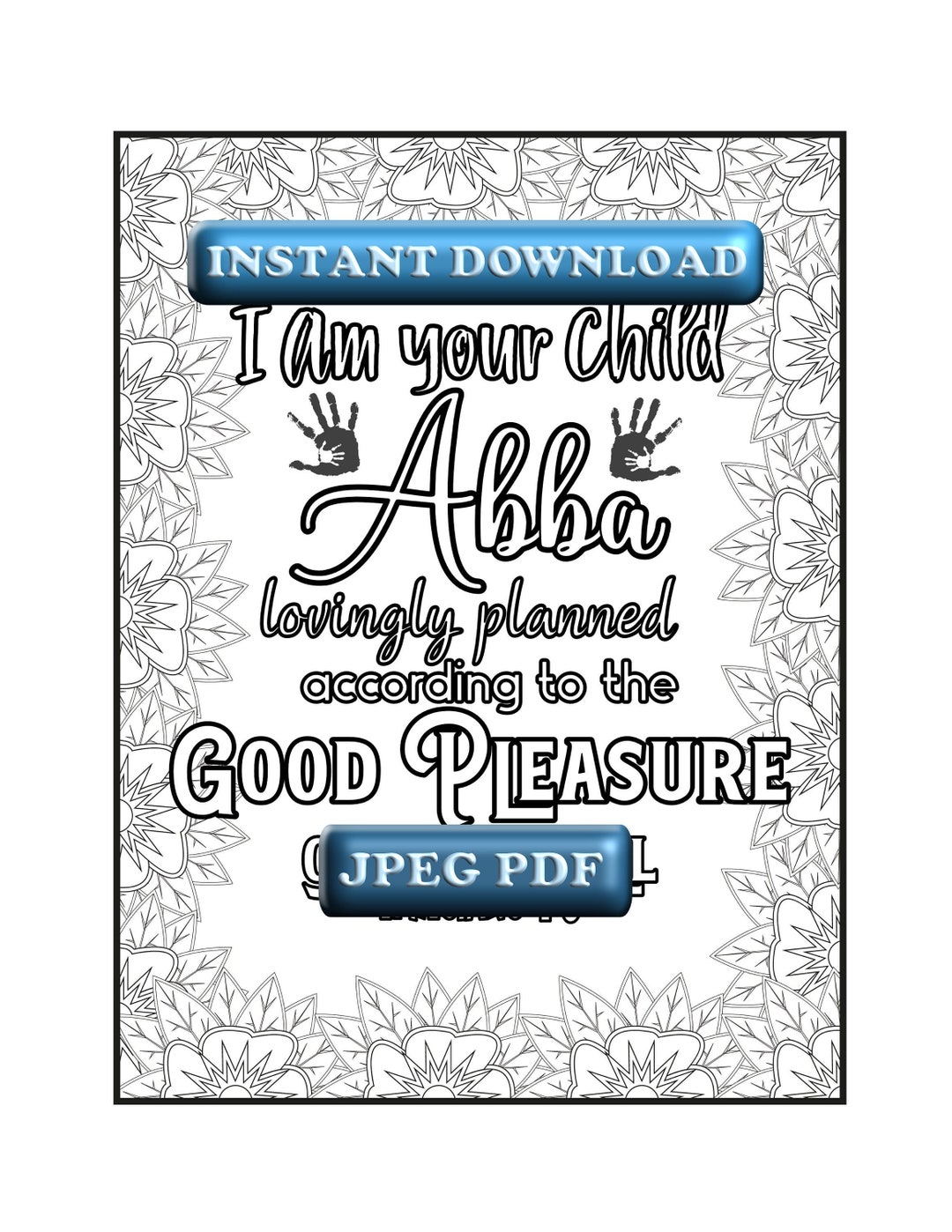 I Am Your Child ABBA Coloring Page for Adults Printable Digital ...