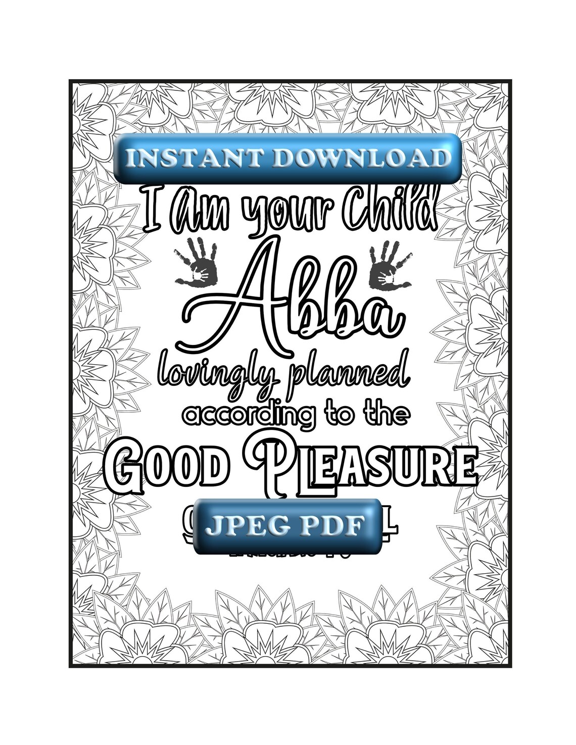 I Am Your Child ABBA Coloring Page for Adults Printable Digital ...