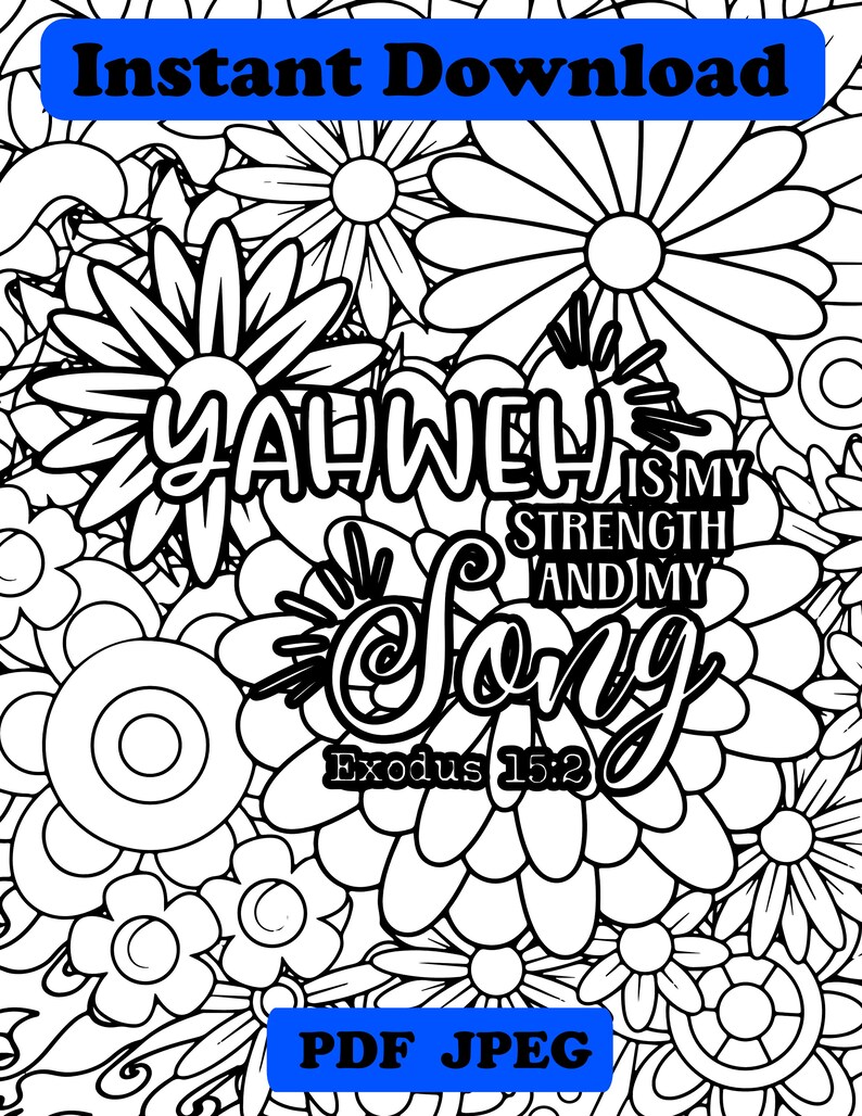 YAHWEH is My Strength Coloring Page for Adults Printable Digital ...