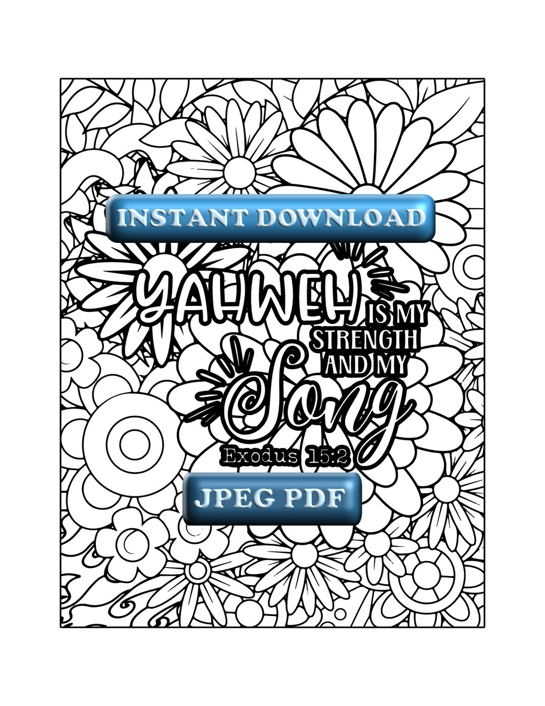 YAHWEH is My Strength Coloring Page for Adults Printable Digital ...