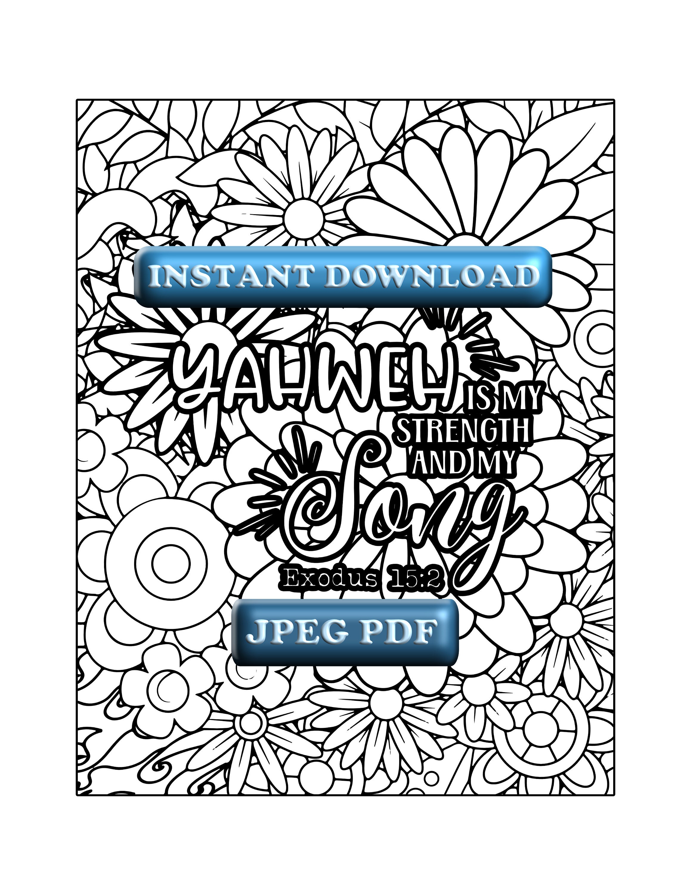 YAHWEH is My Strength Coloring Page for Adults Printable Digital ...