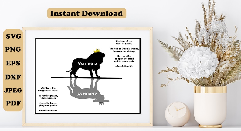 YAHUSHA WALL ART Lion and Lamb Instant Download Hebrew Israelite Torah ...
