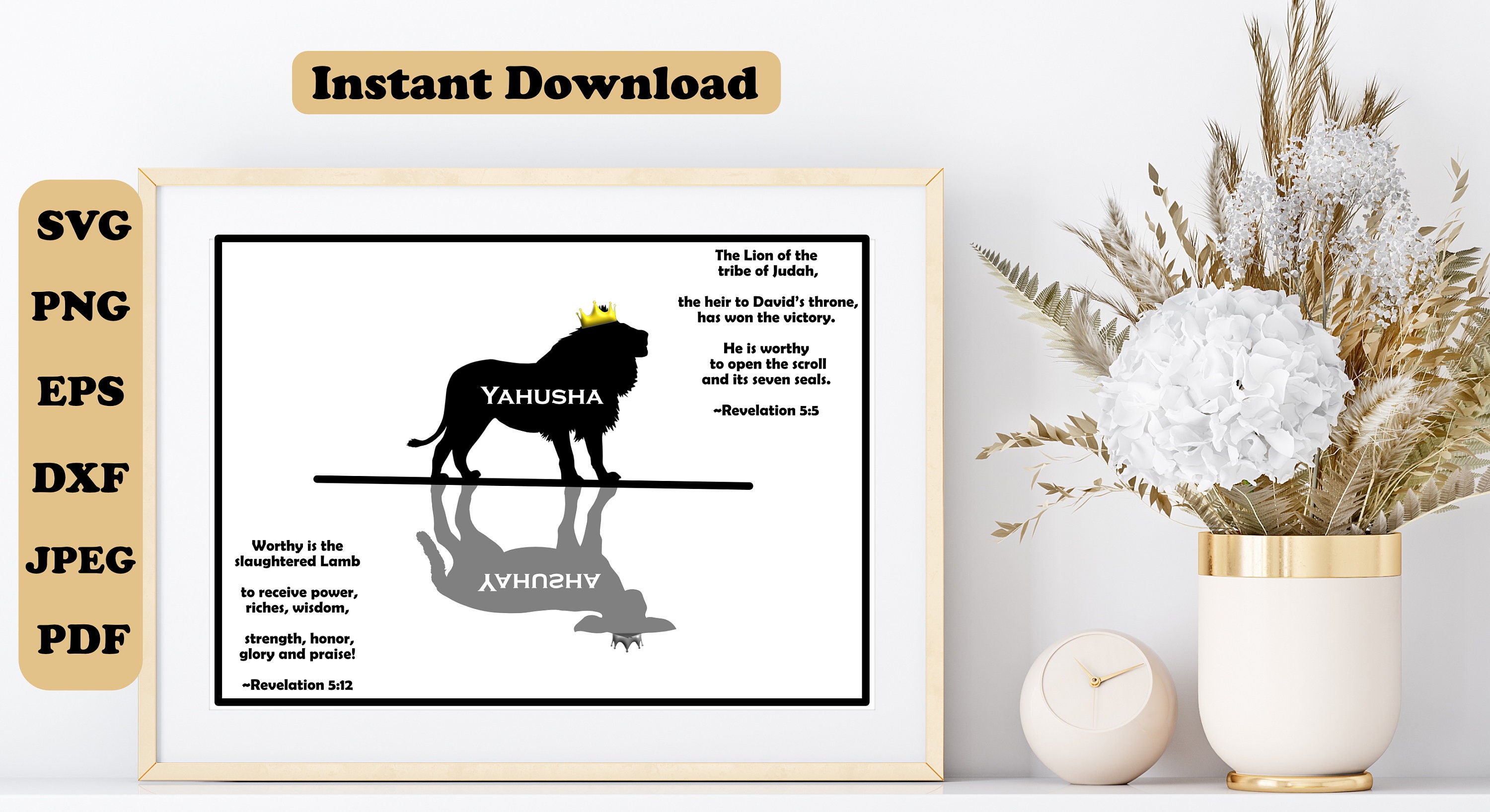 YAHUSHA WALL ART Lion and Lamb Instant Download Hebrew Israelite Torah ...