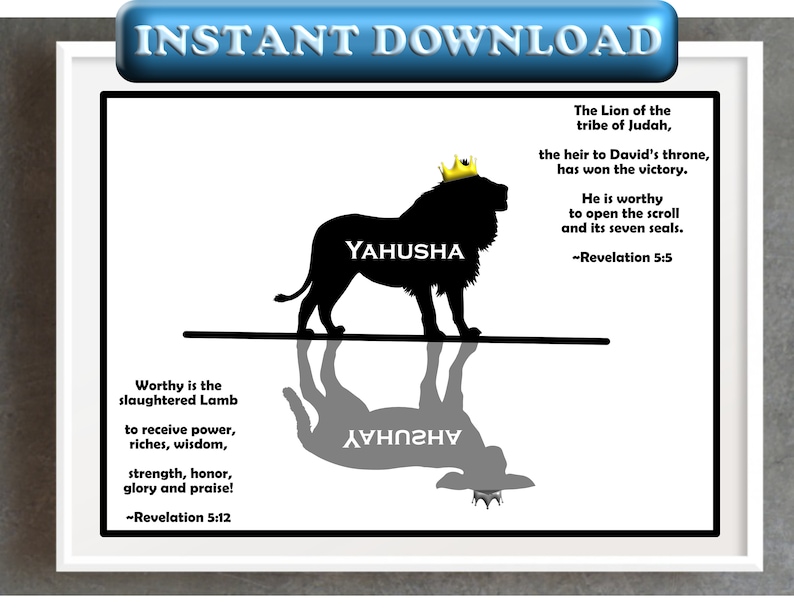 YAHUSHA WALL ART Lion and Lamb Instant Download Hebrew Israelite Torah ...