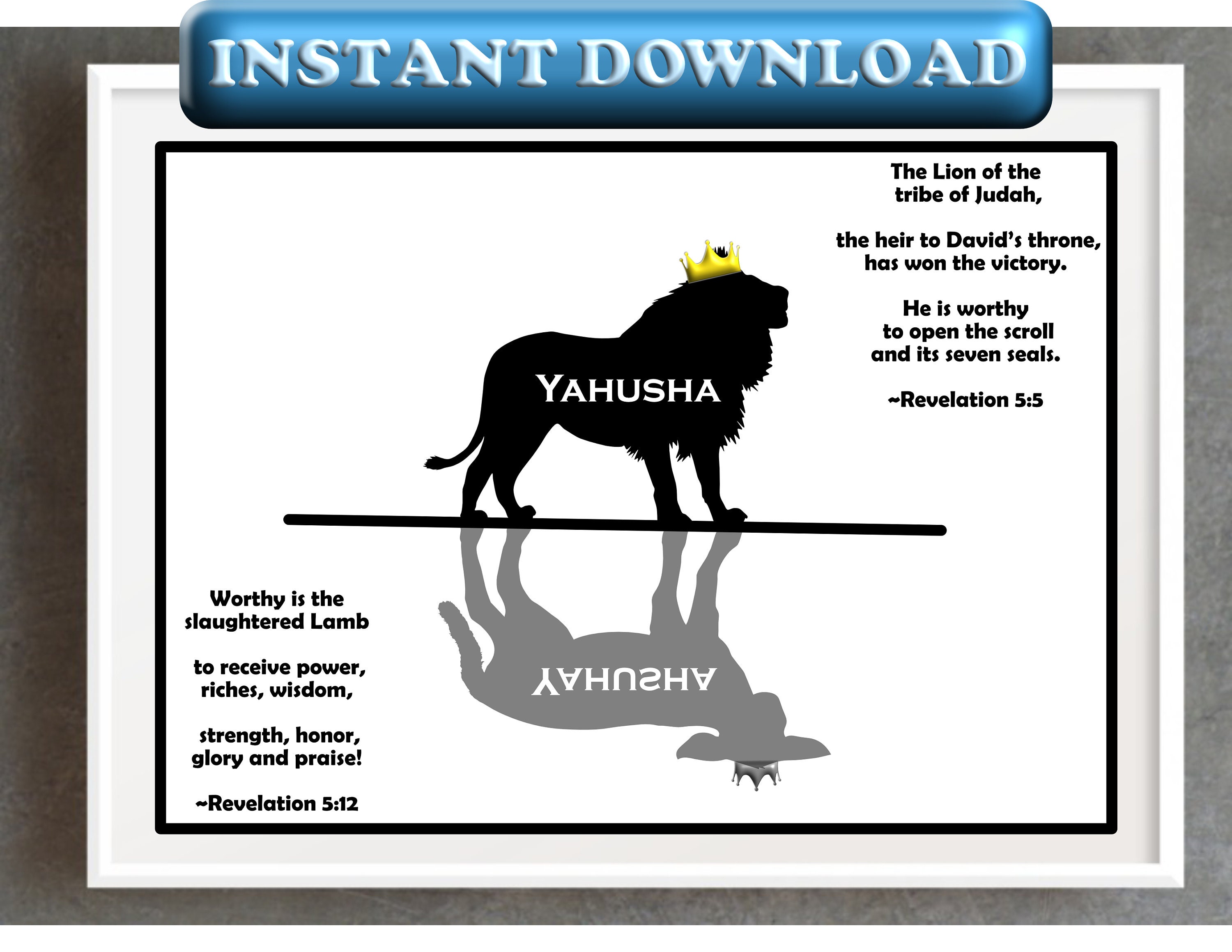 YAHUSHA WALL ART Lion and Lamb Instant Download Hebrew Israelite Torah ...