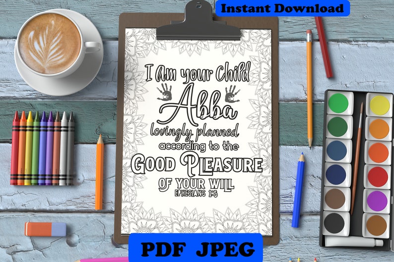 I Am Your Child ABBA Coloring Page for Adults Printable Digital ...