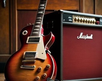 Vintage Guitar Art Digit Print - Etsy