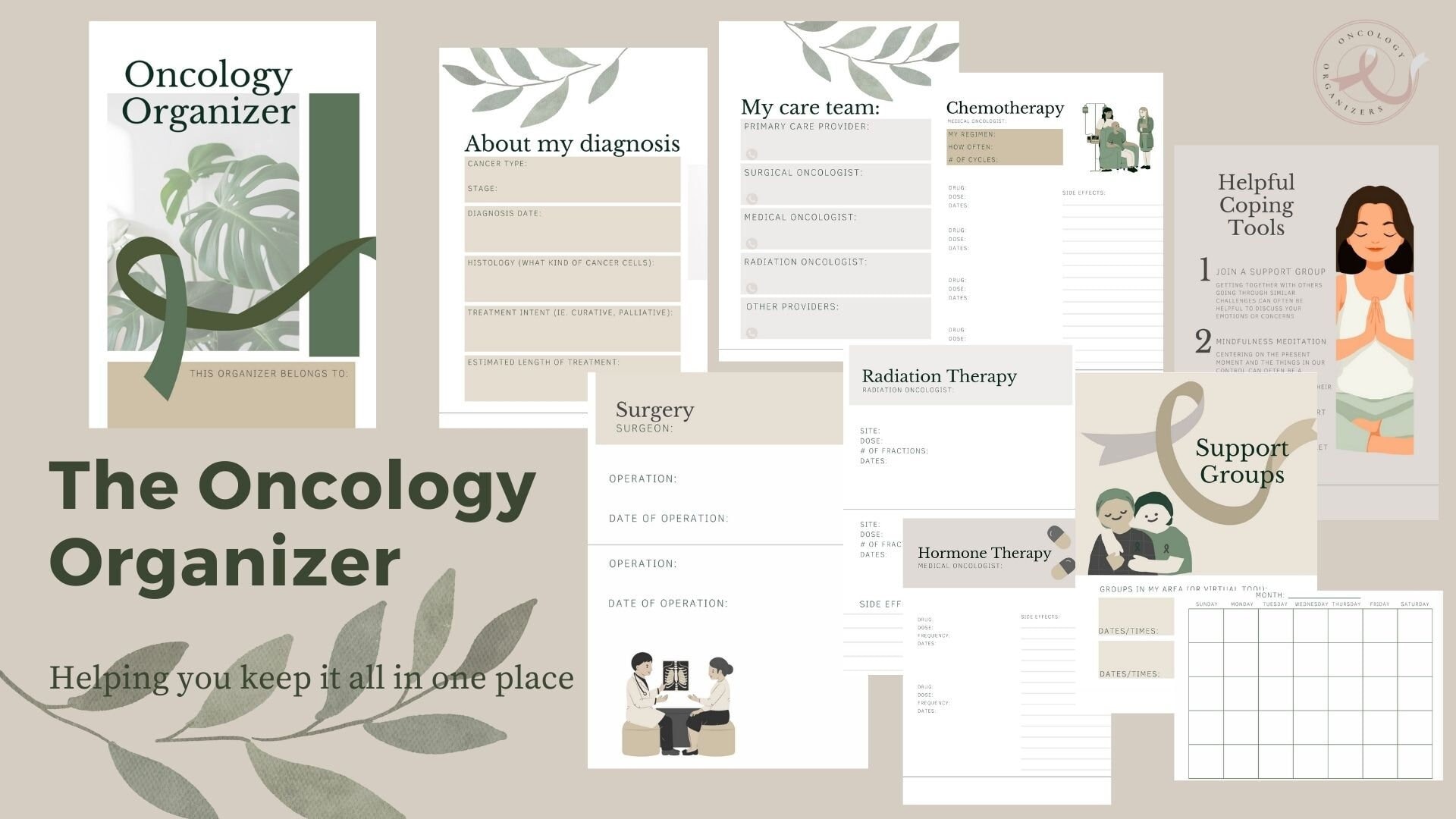 Oncology Organizer Greenery Cancer Treatment Cancer - Etsy