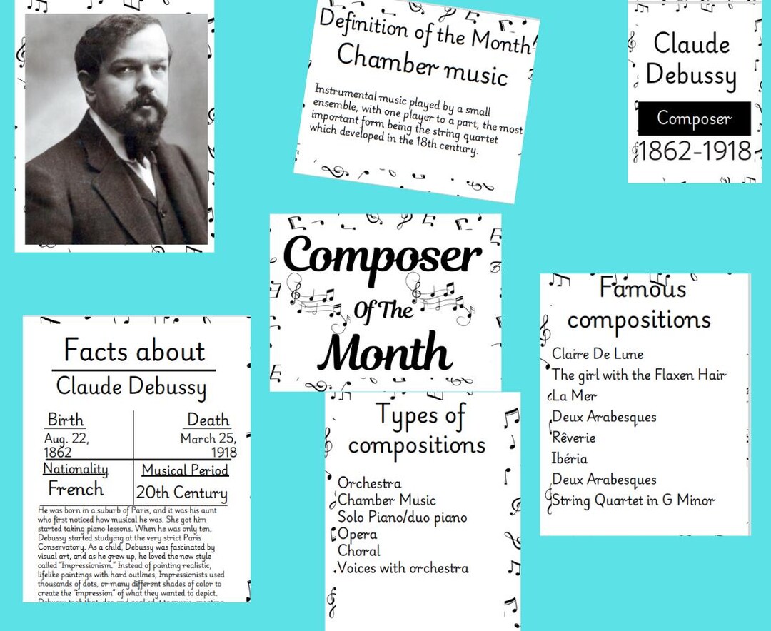 Composer of the Month Bulletin Board Bundle debussy - Etsy