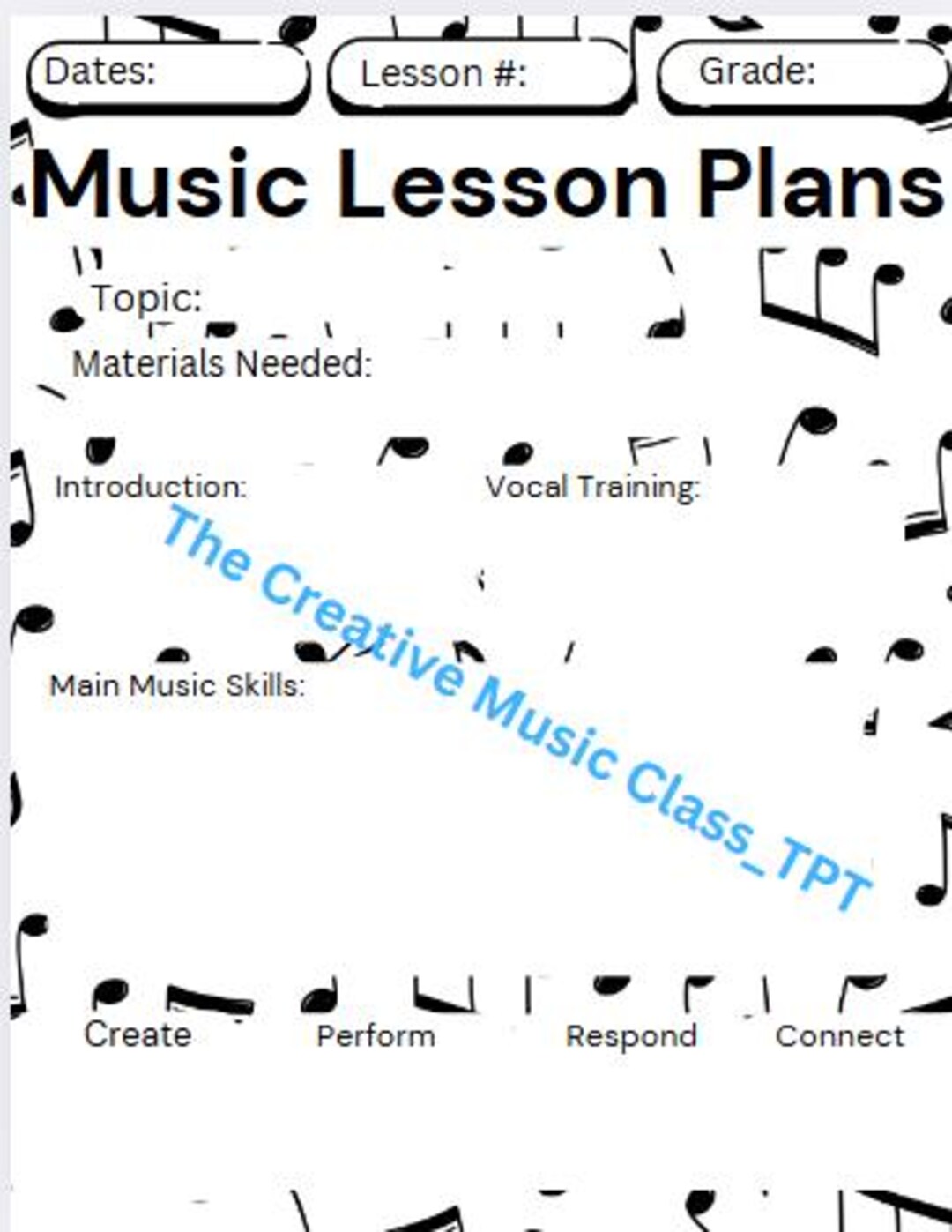 Music Lesson Plan Outline - Etsy