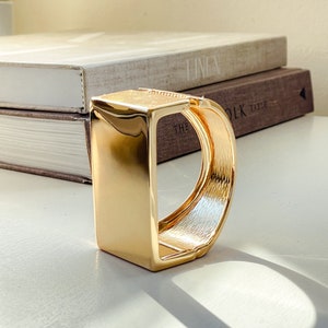 Gold Geometric Bracelet, Chunky Gold Cuff, Big Stacking Bracelet for ...