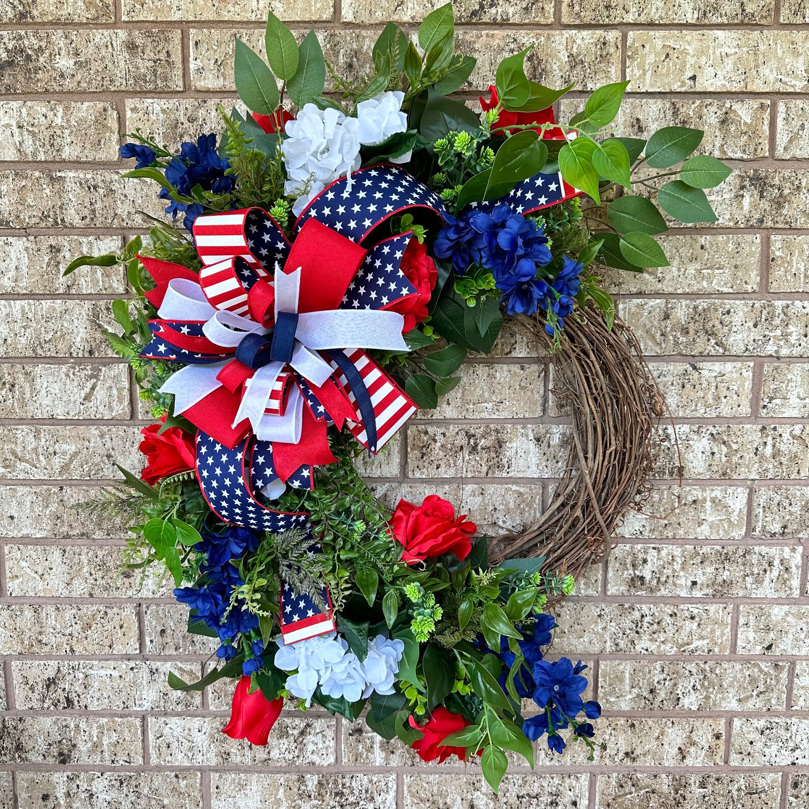 Memorial Day Wreath Memorial Day Home Decor . Patriotic Grapevine ...