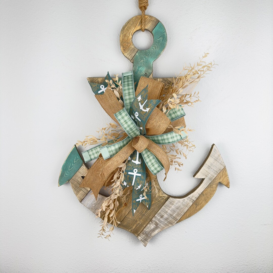 Anchor Decor for Front Door Anchor for Beach House Door Wooden Anchor ...
