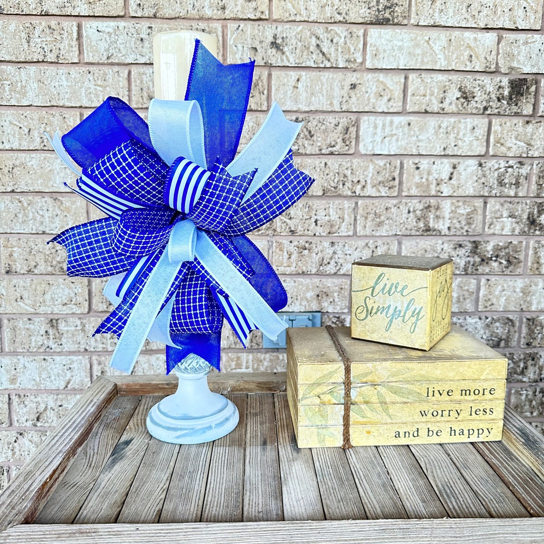 Royal Blue and White Bow | Blue and White Bow for Lantern | Blue Bow ...