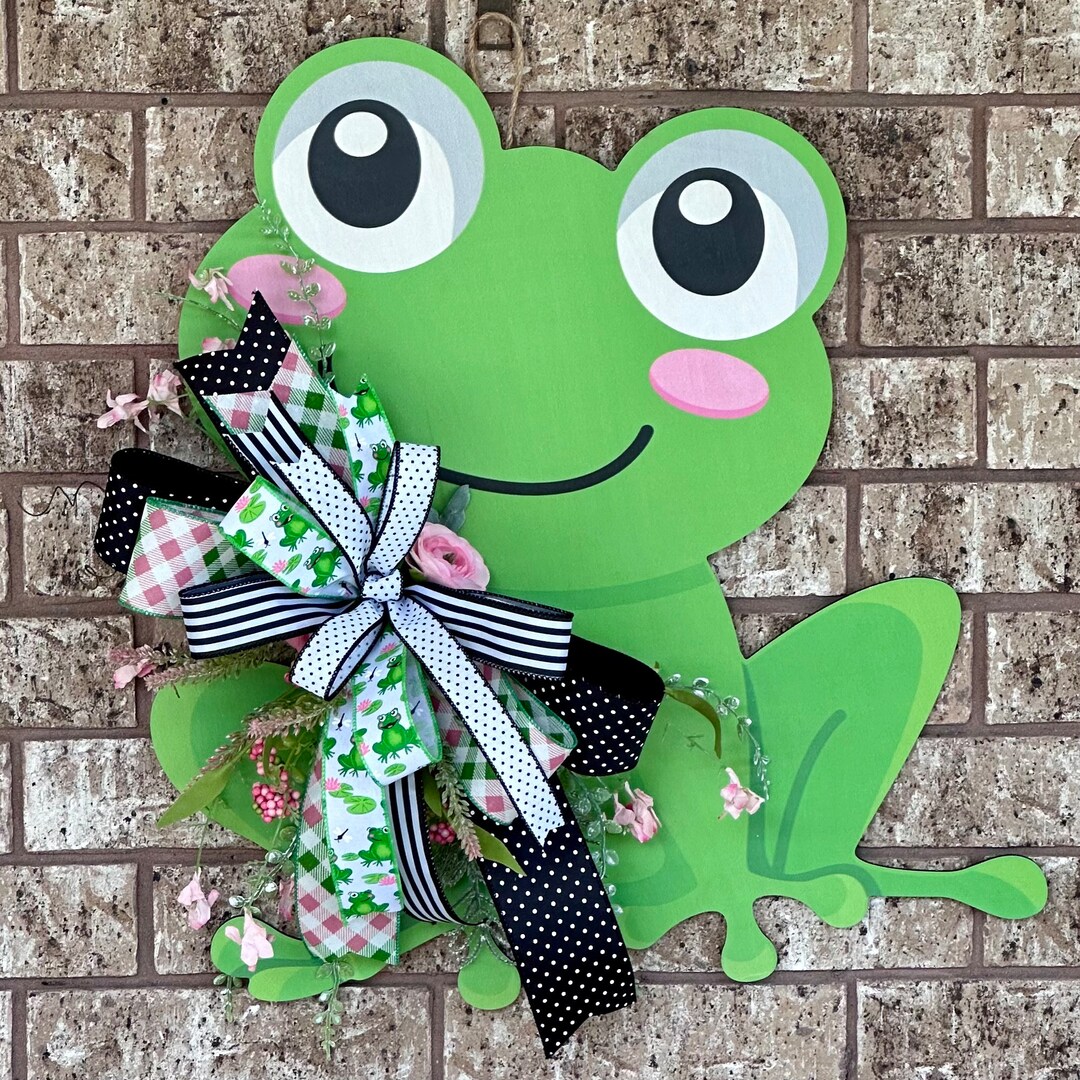Frog Door Hanger Frog Wreath Frog Door Decor Frog Porch Decor Gift for ...