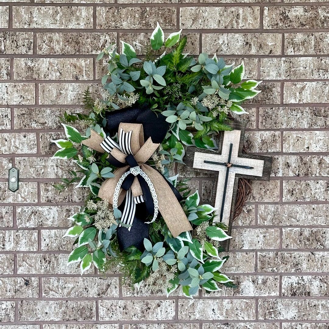 Cross Grapevine Front Door Cross Wreath Religious Wreath Everyday ...