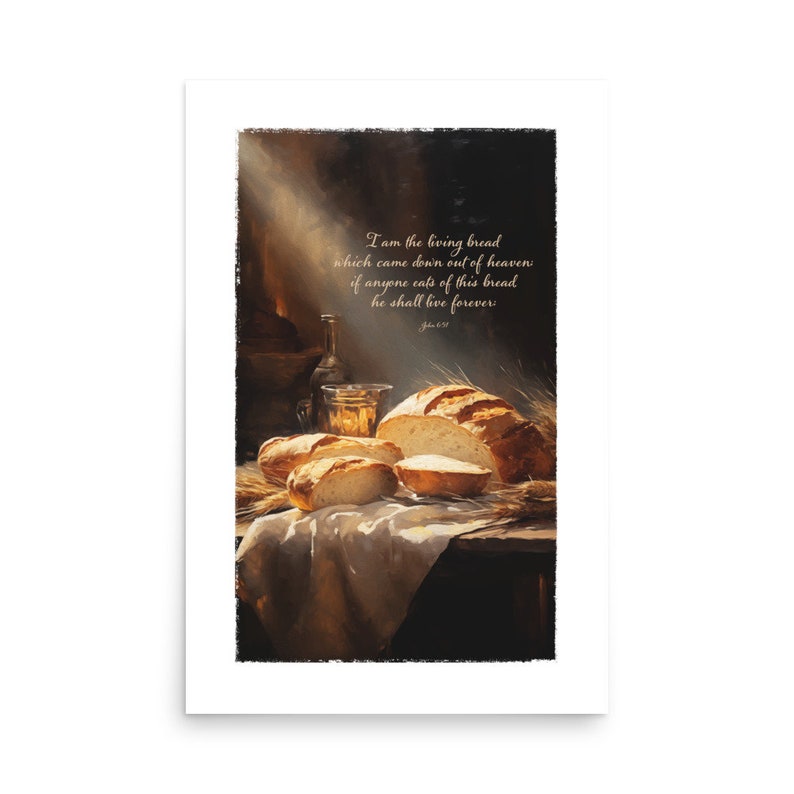 Living Bread Bible Verse Poster, Spiritual, Encouragement, Hopeful ...