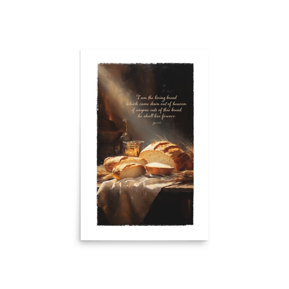 Living Bread Bible Verse Poster, Spiritual, Encouragement, Hopeful ...