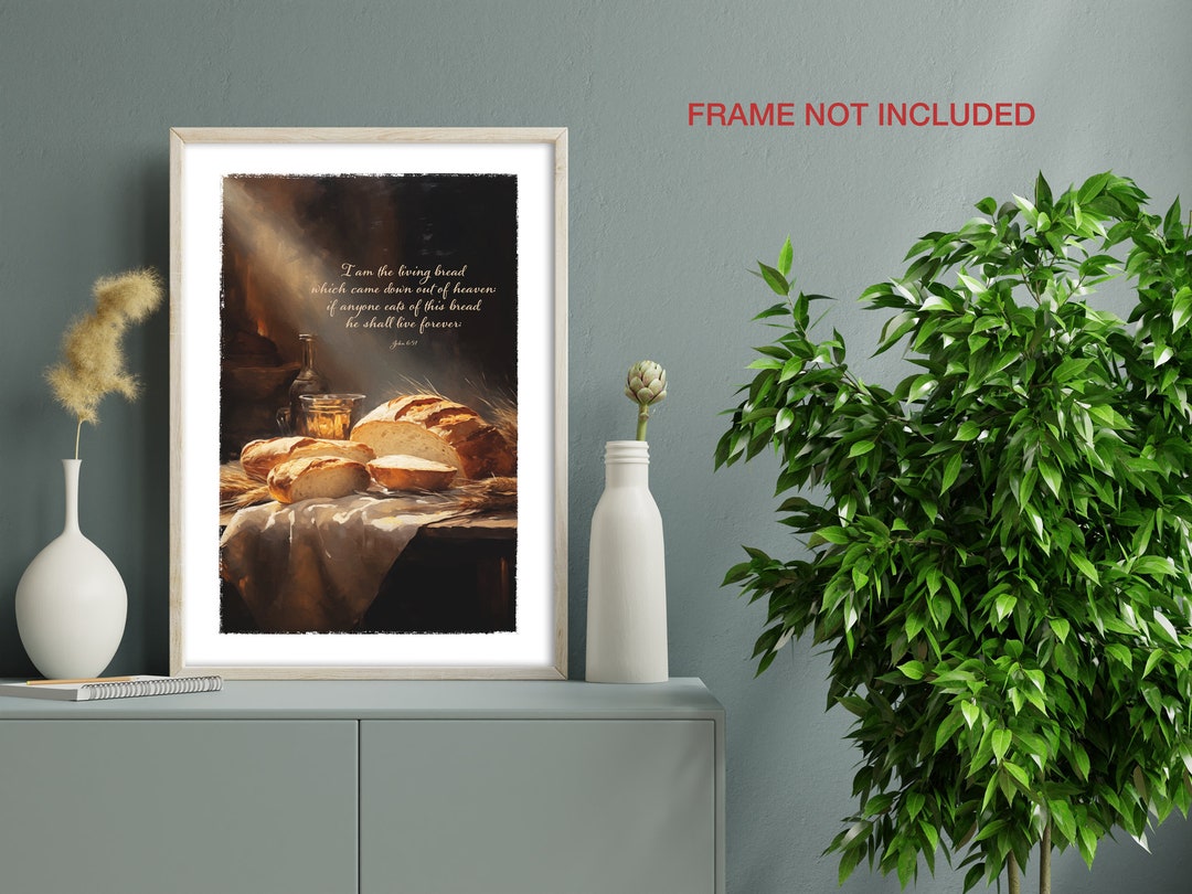 Living Bread Bible Verse Poster, Spiritual, Encouragement, Hopeful ...