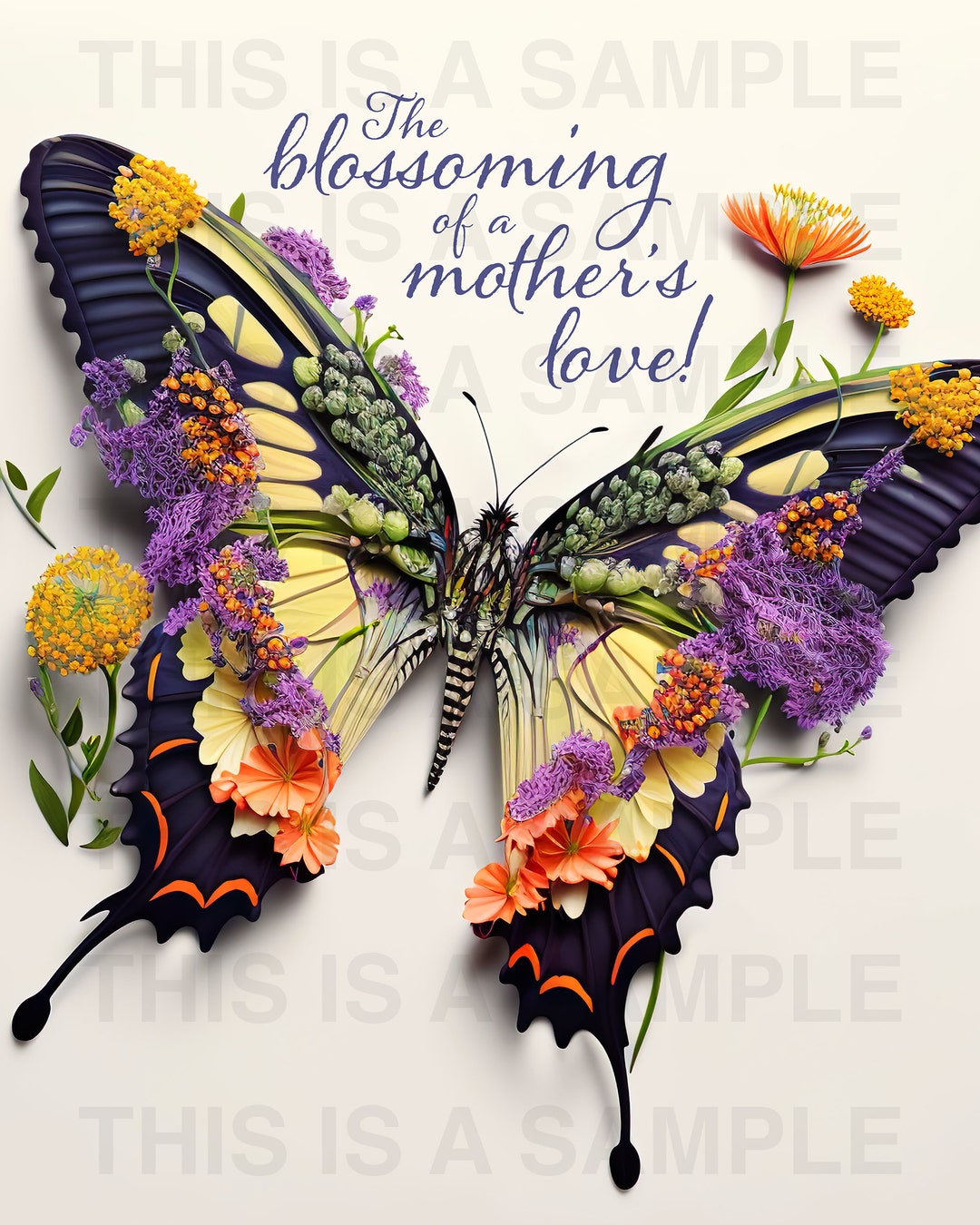 Radiant Butterfly and Blooms Art Print for Mother's Day: This Beautiful ...