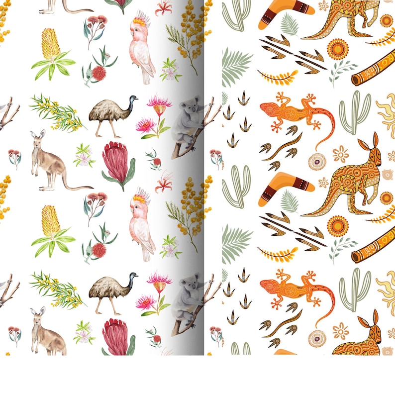 Australian Native Flowers Digital Paper: Seamless Aboriginal Art ...