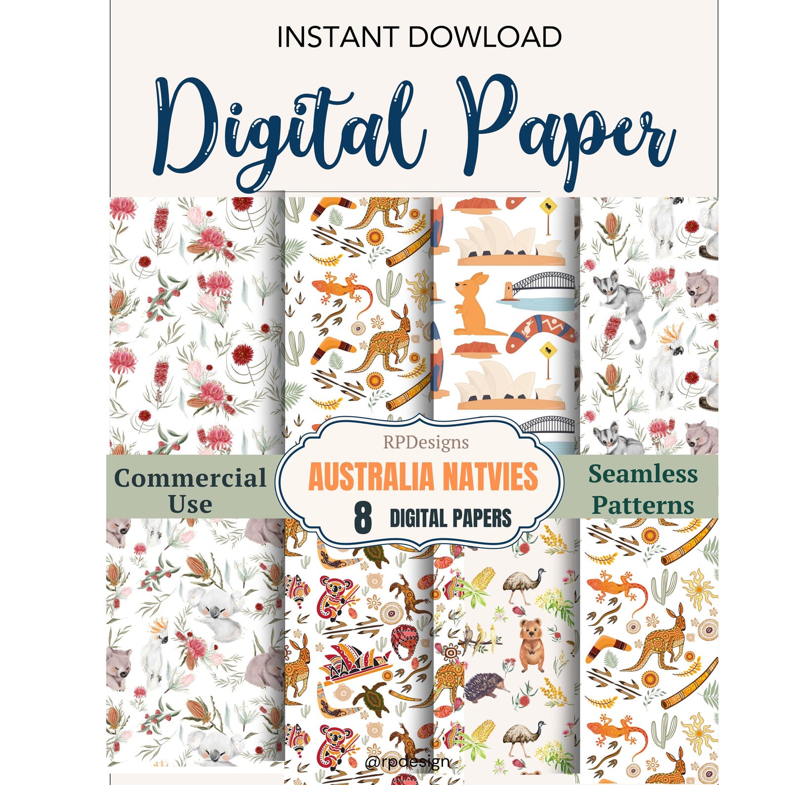 Australian Native Flowers Digital Paper Seamless Patterns Aboriginal ...