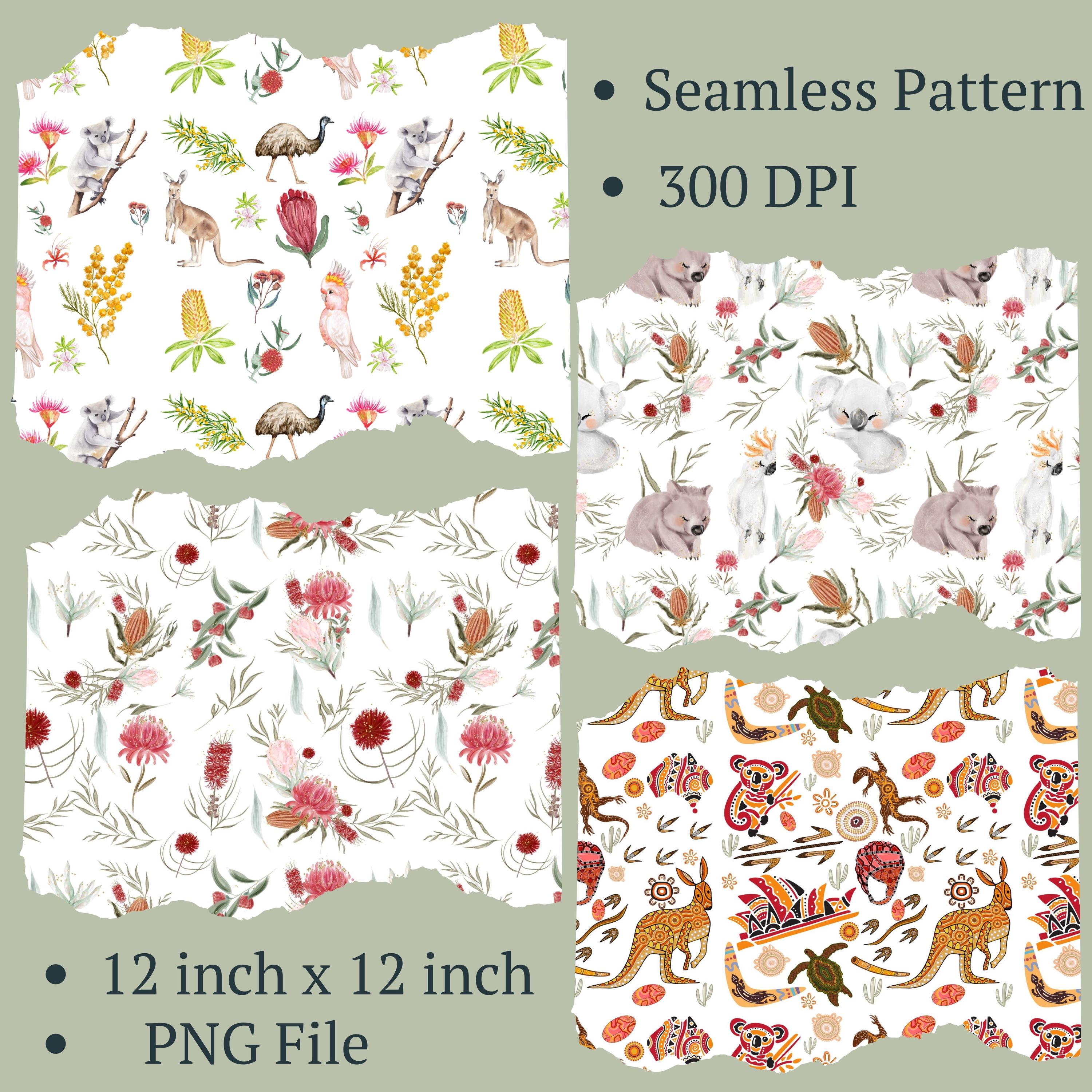 Australian Native Flowers Digital Paper: Seamless Aboriginal Art ...