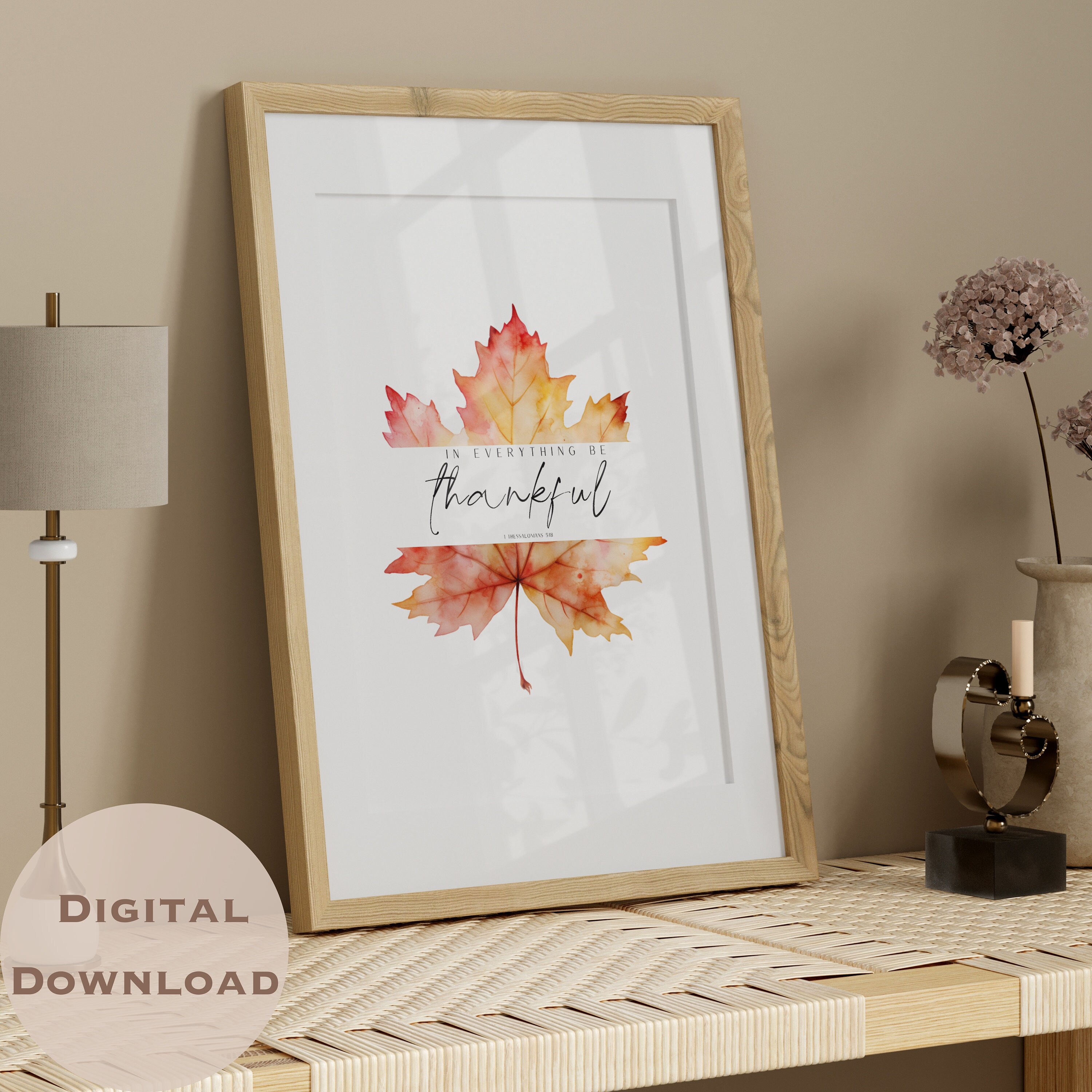 Christian Wall Art Printable for Thanksgiving Home Decor Scripture Wall ...
