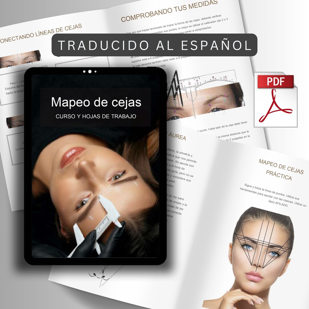 Mapeo de cejas y hojas de trabajo en español PDF Manual imprimible Tutorial Curso de ...