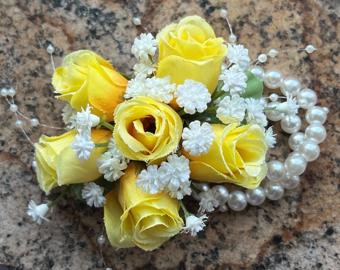 Yellow Corsage, Yellow Rose Corsage, Yellow Wrist Corsage, Yellow Rose ...