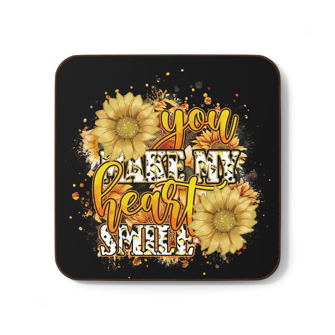 Sunflower Coaster Set: You Make My Heart Smile, Positive Decor - Etsy