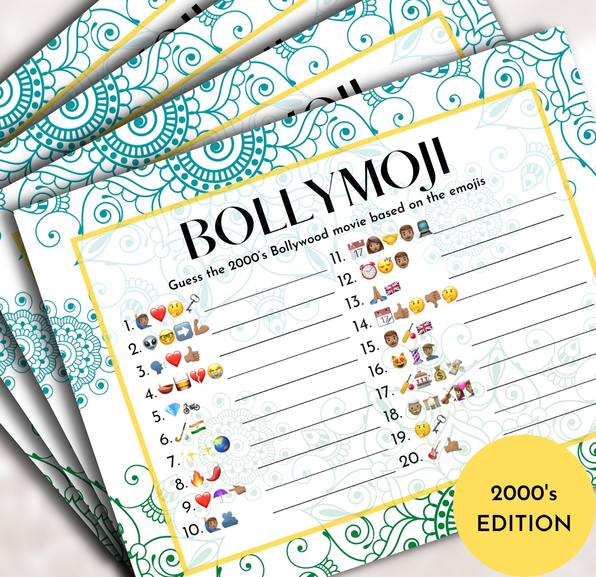 Bollywood Game Bundle, Bollywood Emoji Game, Bollywood Pictionary ...