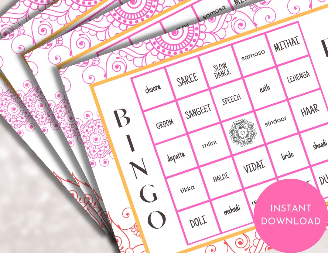 Indian Wedding Bingo, Bridal Shower Game, Printable, Indian Wedding ...