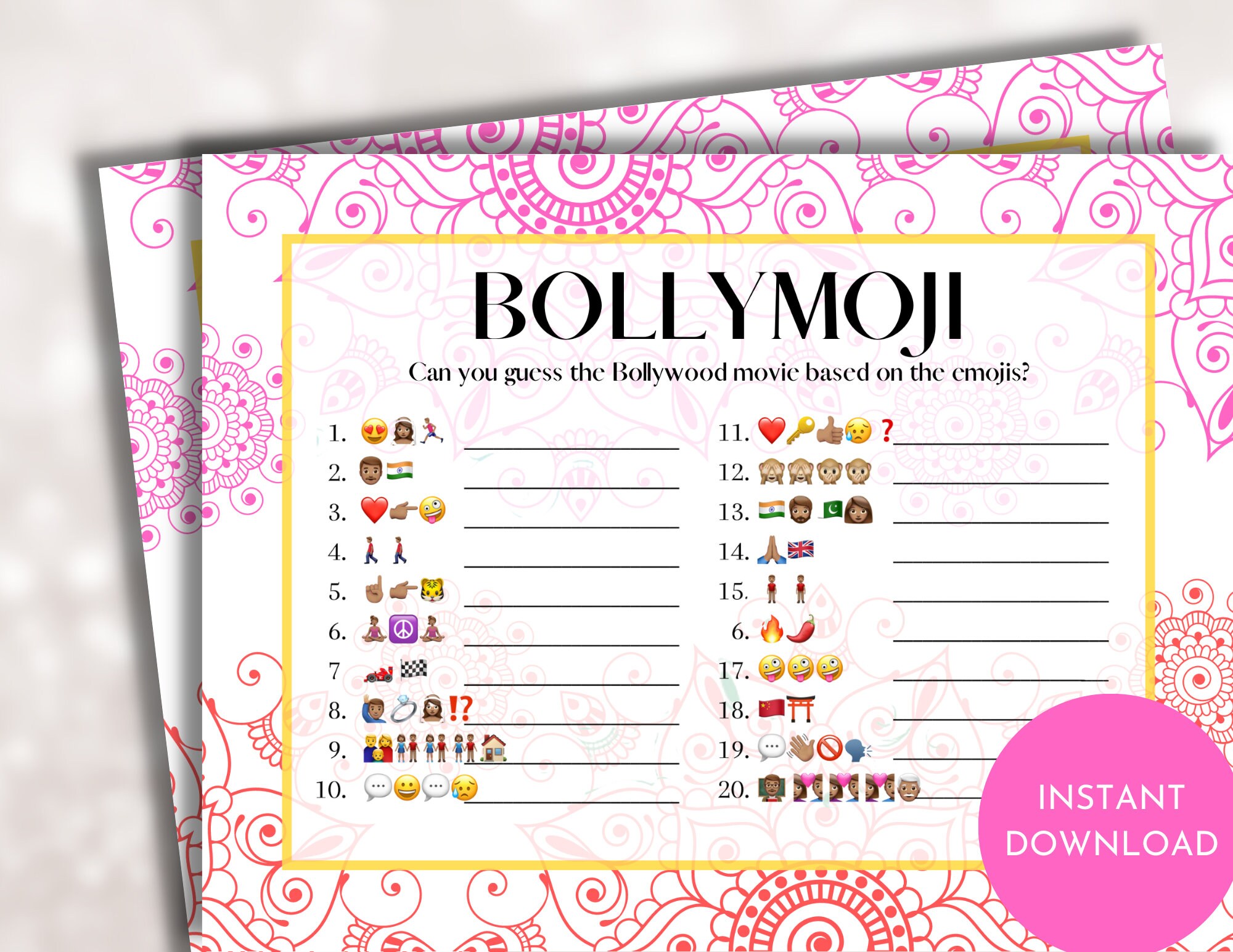 Bollywood Game, Bollywood Trivia, Bollywood Emoji Pictionary, Bollymoji ...