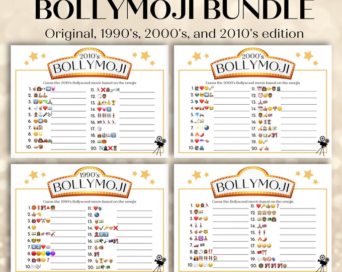 Bollywood Game Bundle, Bollywood Emoji Game, Bollywood Pictionary ... Bollywood Game Bundle, Bollywood Emoji Game, Bollywood Pictionary ...