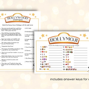 Bollywood Games Bundle, Bollywood Trivia Games, Printable Bollywood ...