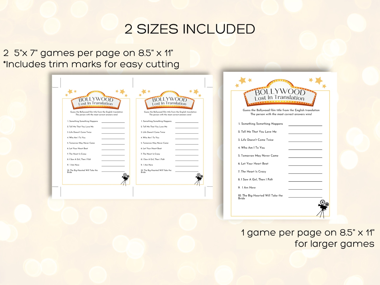 Bollywood Games Bundle, Bollywood Trivia Games, Printable Bollywood ...
