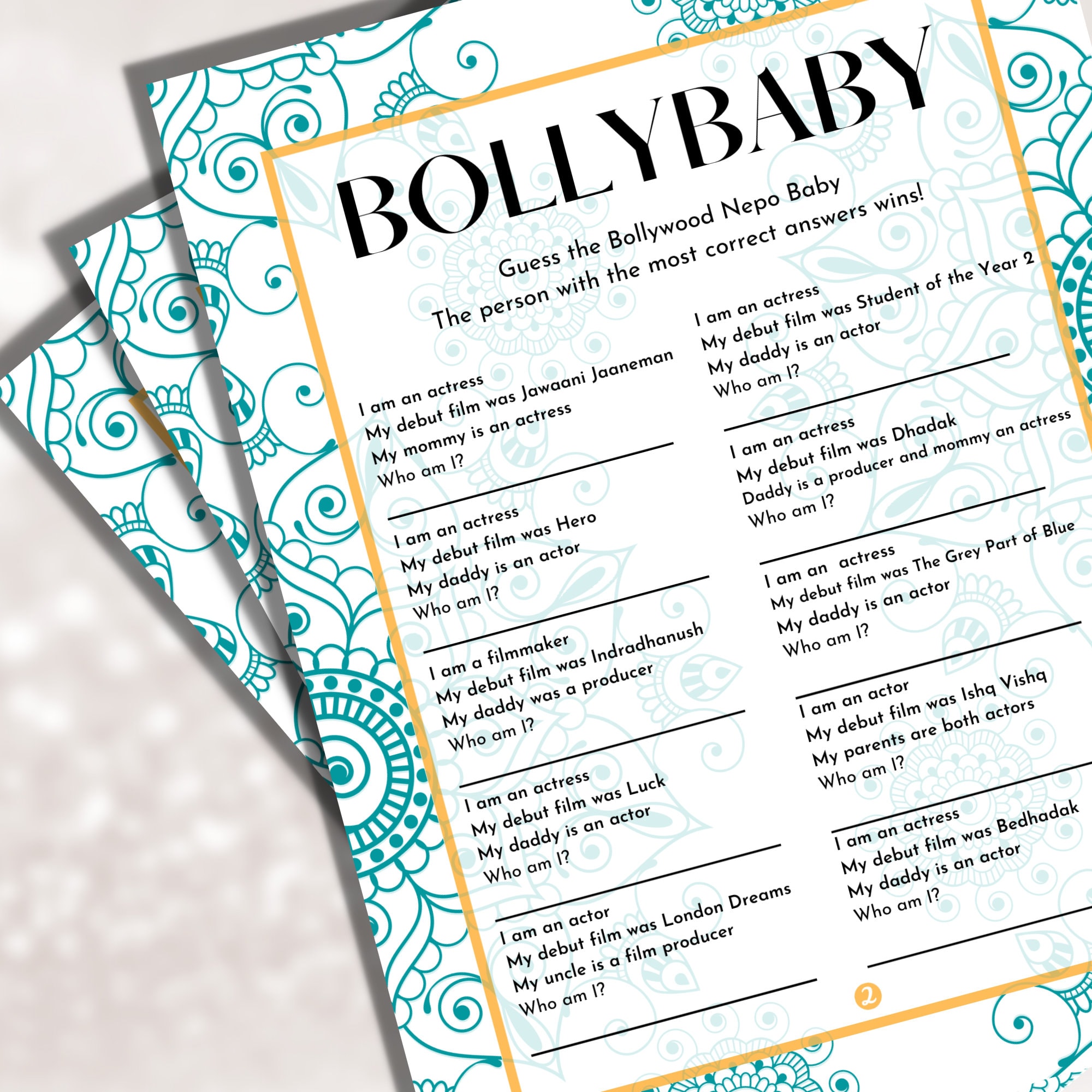 Bollywood Game, Nepo Baby Game, Bollywood Trivia, Indian Celebrity Game ...