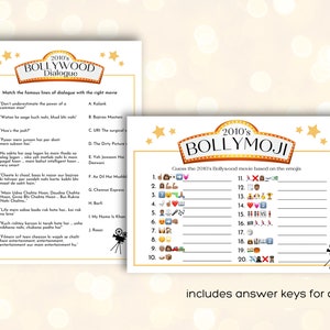 2010's Bollywood Games Bundle, Bollywood Trivia Games, Printable ...